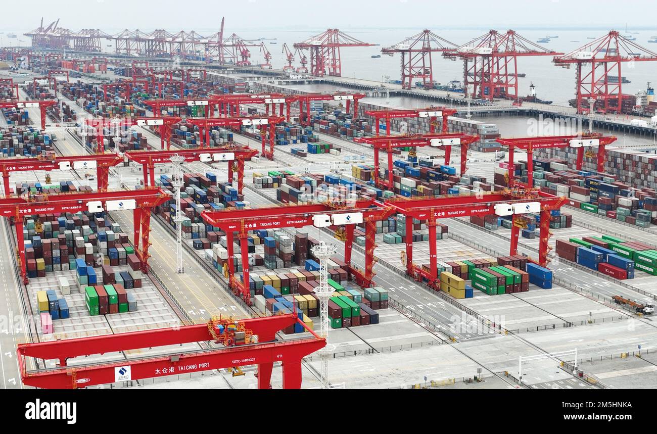 SUZHOU, CHINA - DECEMBER 29, 2022 - The container terminal of Taicang ...
