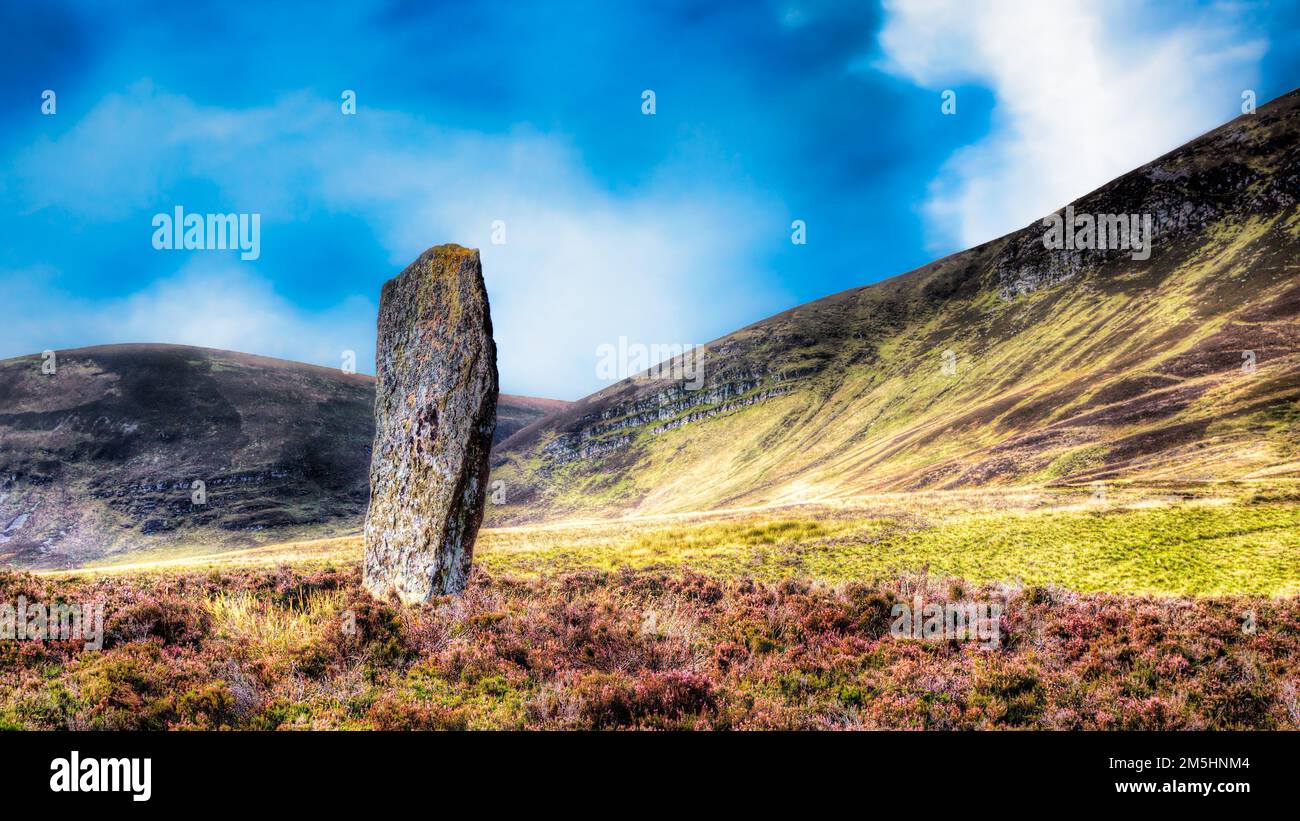 Standing Stone in Glen Loth Stock Photo - Alamy
