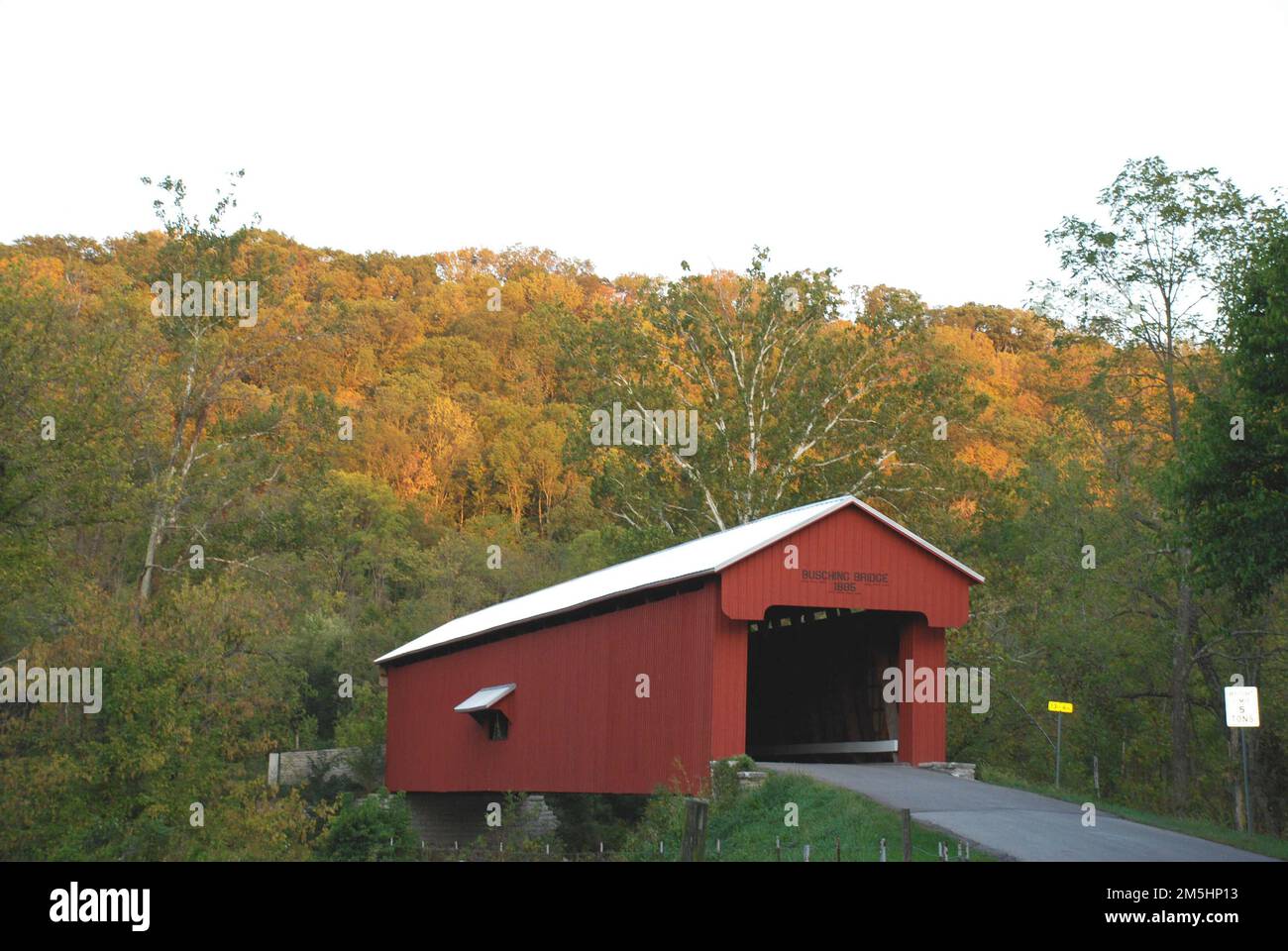 Indiana's Historic Pathways - Busching Covered Bridge in Early Autumn ...