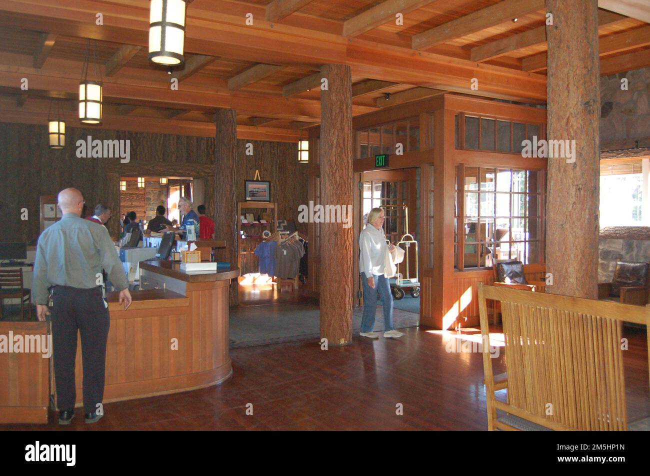 Volcanic Legacy Scenic Byway - Lobby of Crater Lake Lodge. The high ...