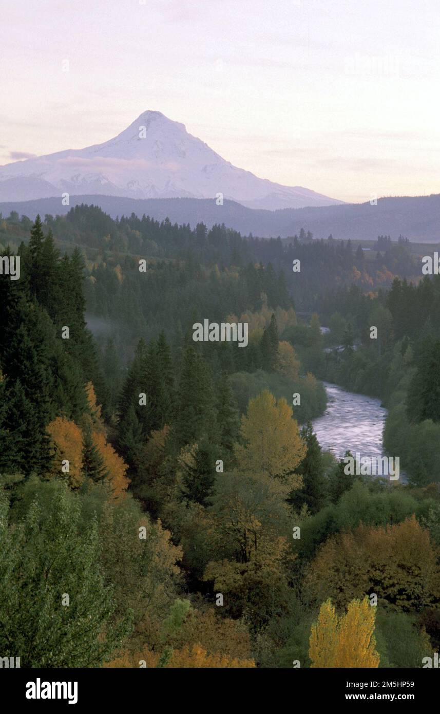 Mt. Hood Scenic Byway - Fall View of Mt. Hood and the Hood River. Mt ...