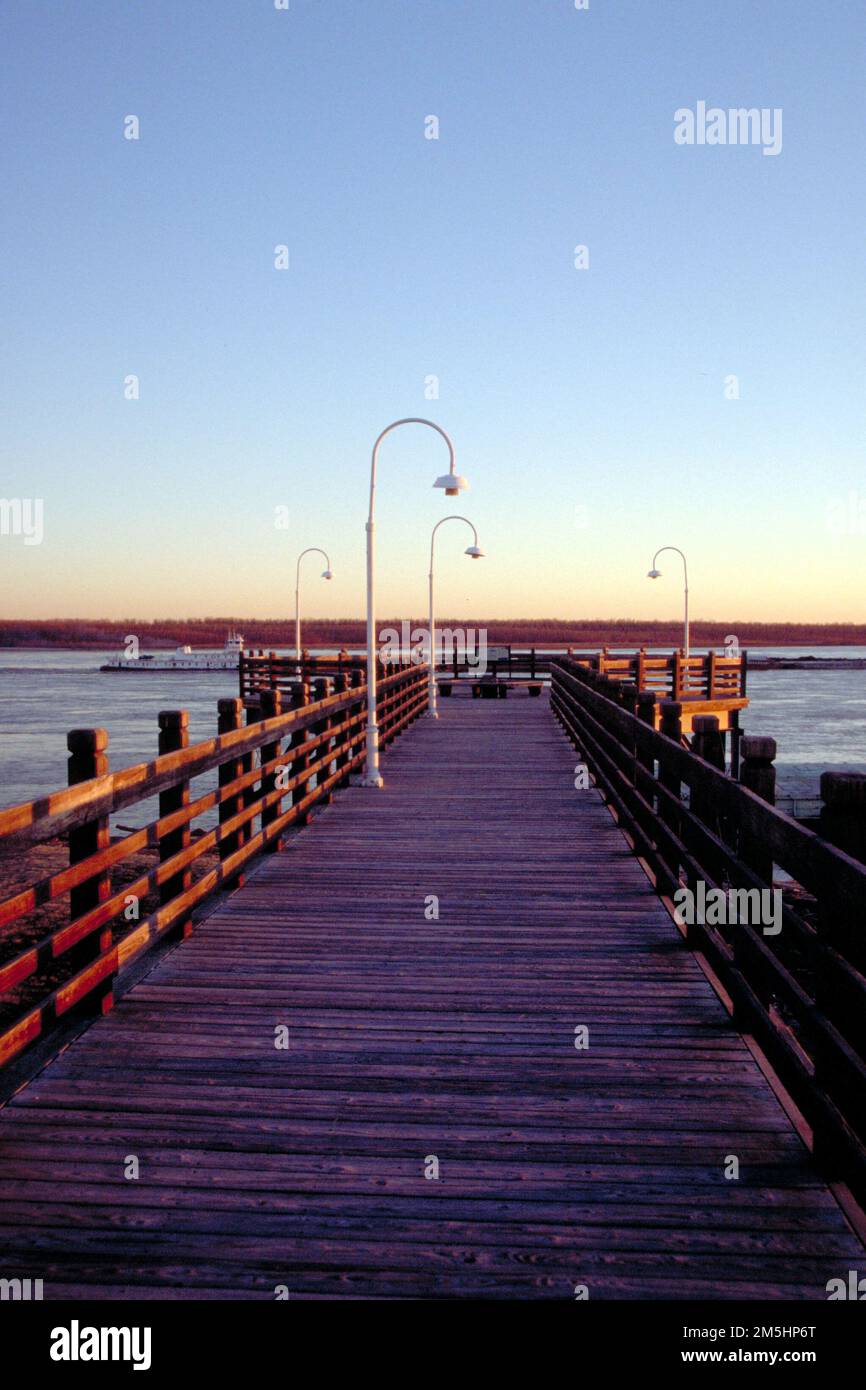 Great River Road - Mississippi River Walkway in Missouri. A wooden ...