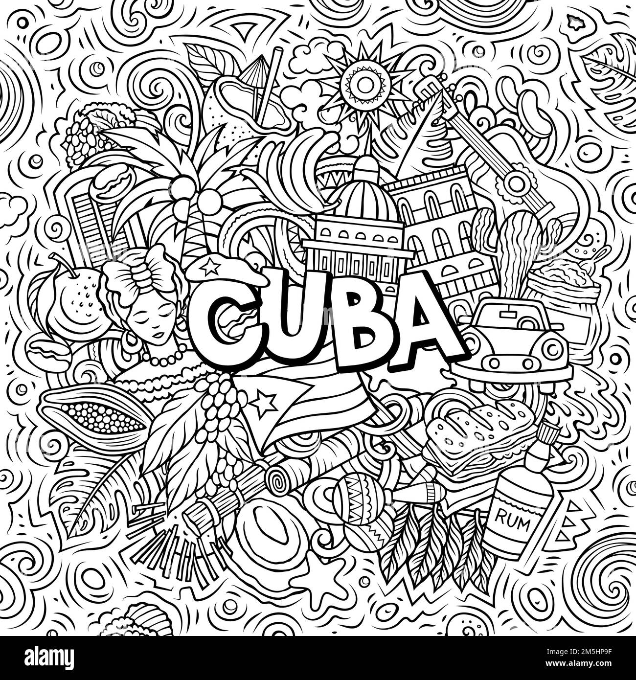 Cuba doodle flag Stock Vector Images - Alamy
