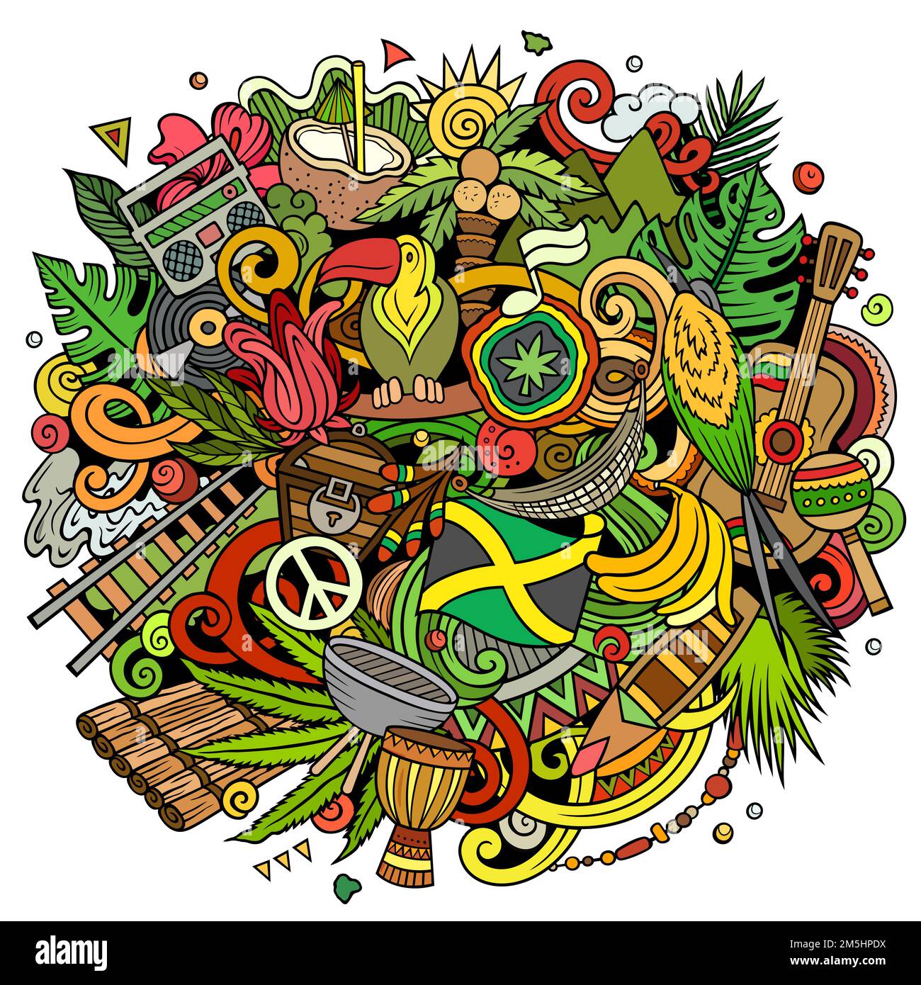 Jamaican cartoon doodle illustration. Funny Jamaica design Stock Vector ...