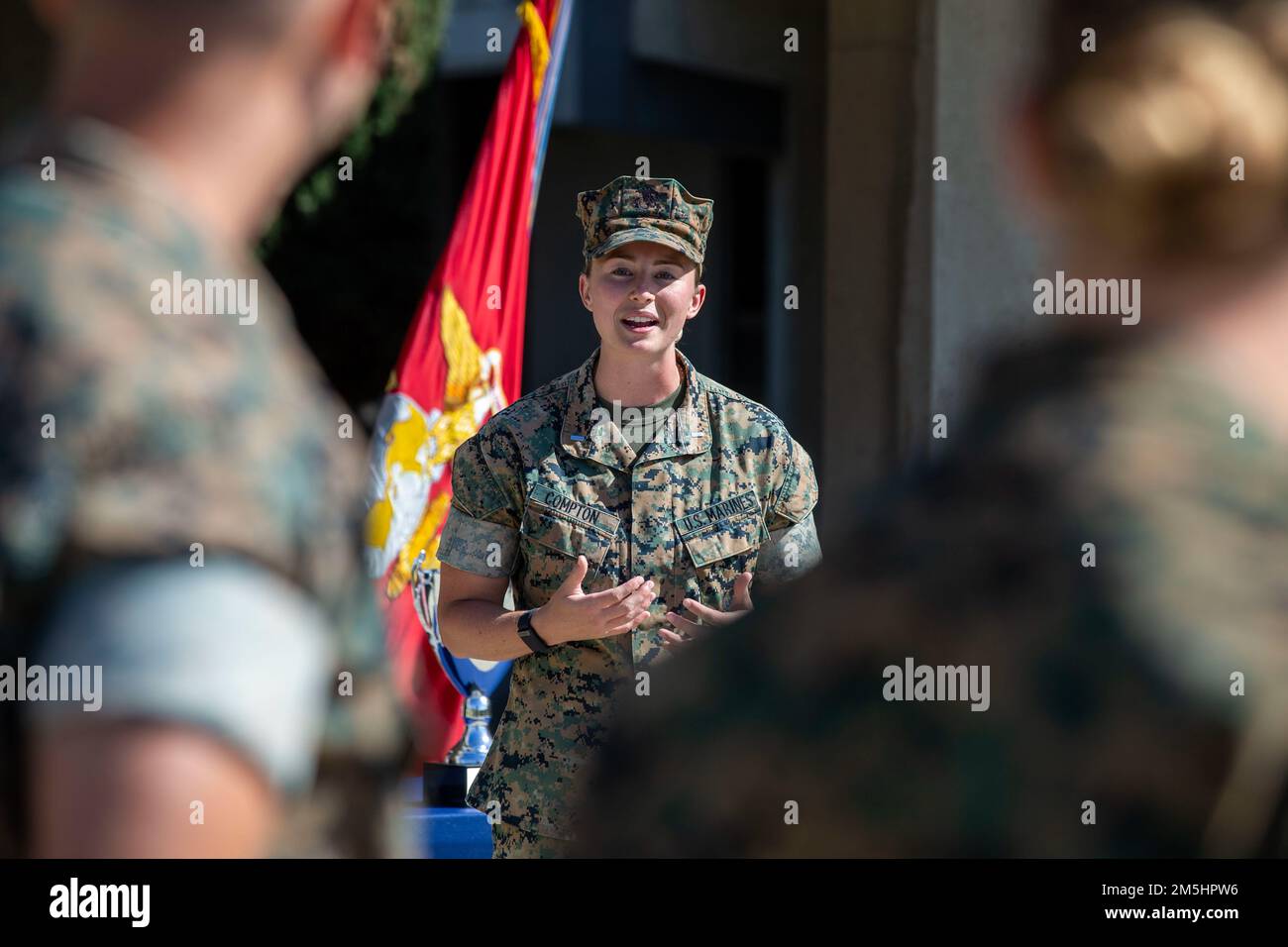U.S. Marine 1st Lt. Riley Compton, the logistics officer with Marine ...