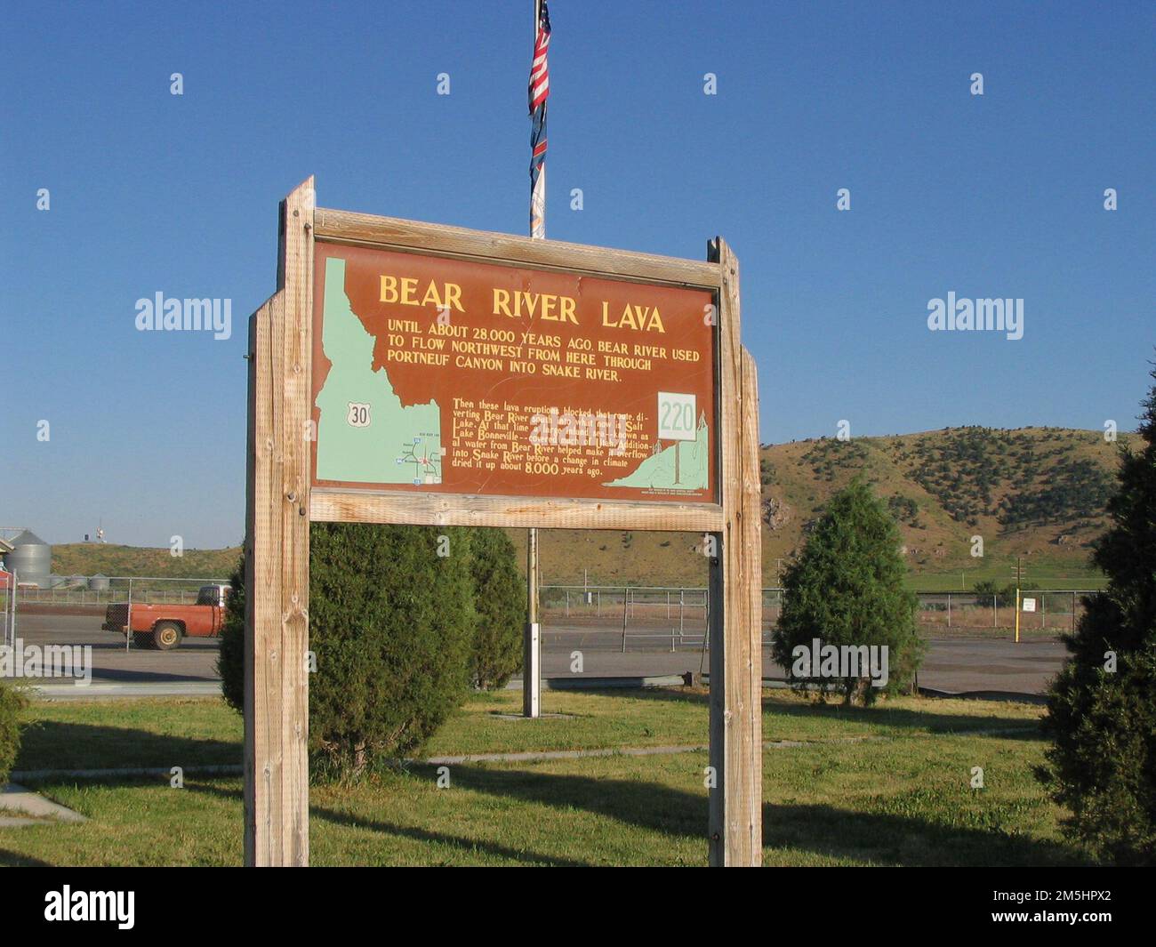 Pioneer Historic Byway - Interpretive Sign for "Bear River Lava". A ...