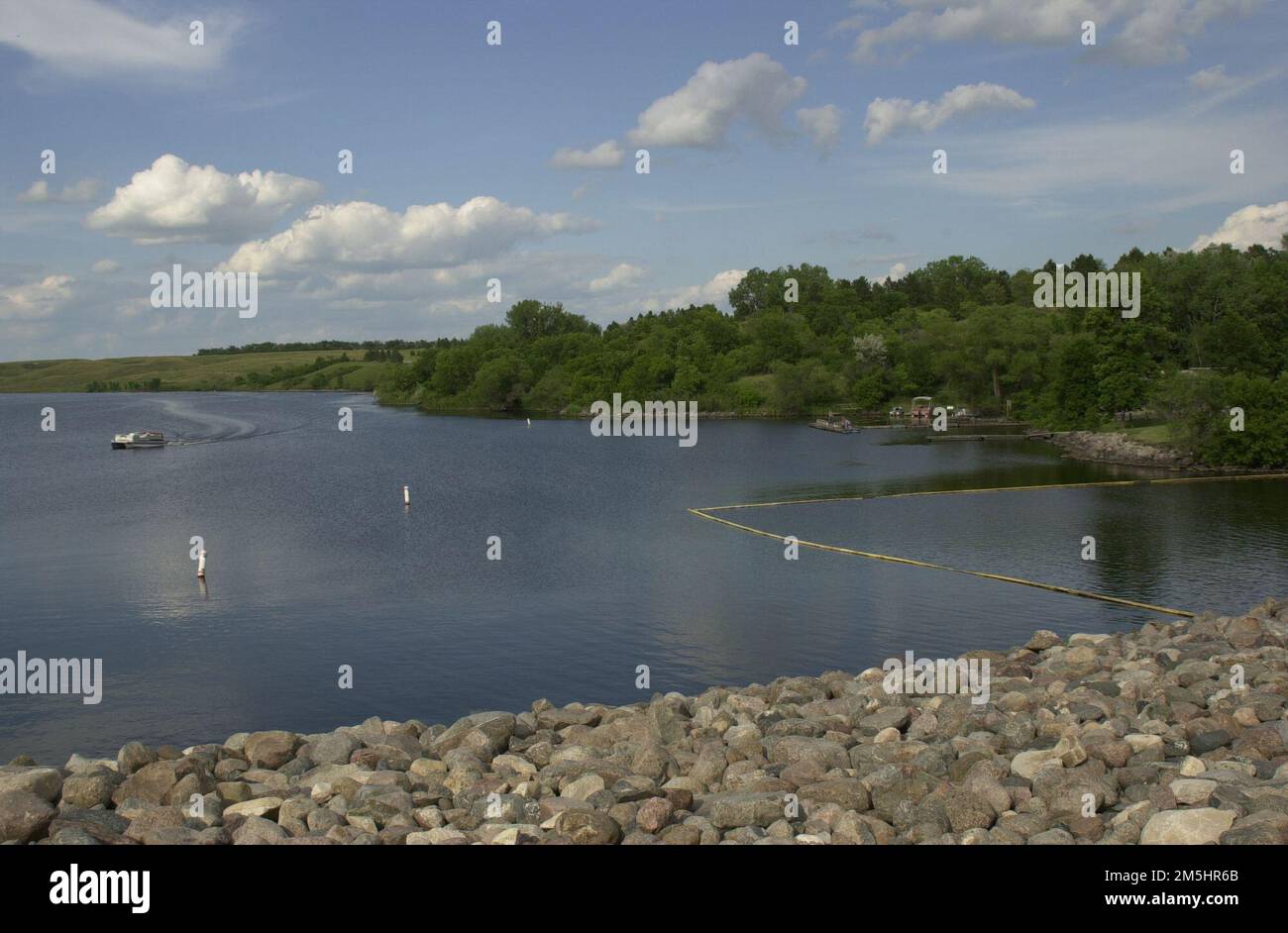 Sheyenne River Valley Scenic Byway - Boater on Lake Ashtabula. The ...
