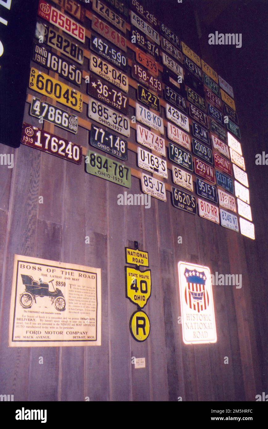 Historic National Road - Wall of License Plates. Old license plates ...