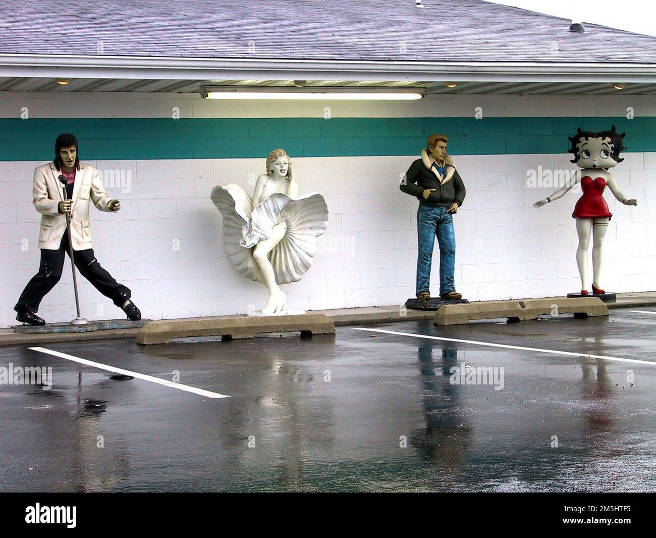 Historic Route 66 - Famous Figures At The Polk-A-Dot Drive In. Elvis ...