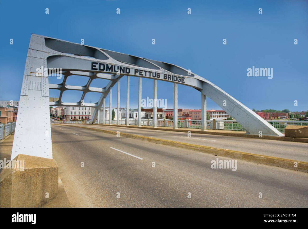 SelmaCivilRightsEdmundPettusBridgeTowardDowntown. The name of the ...