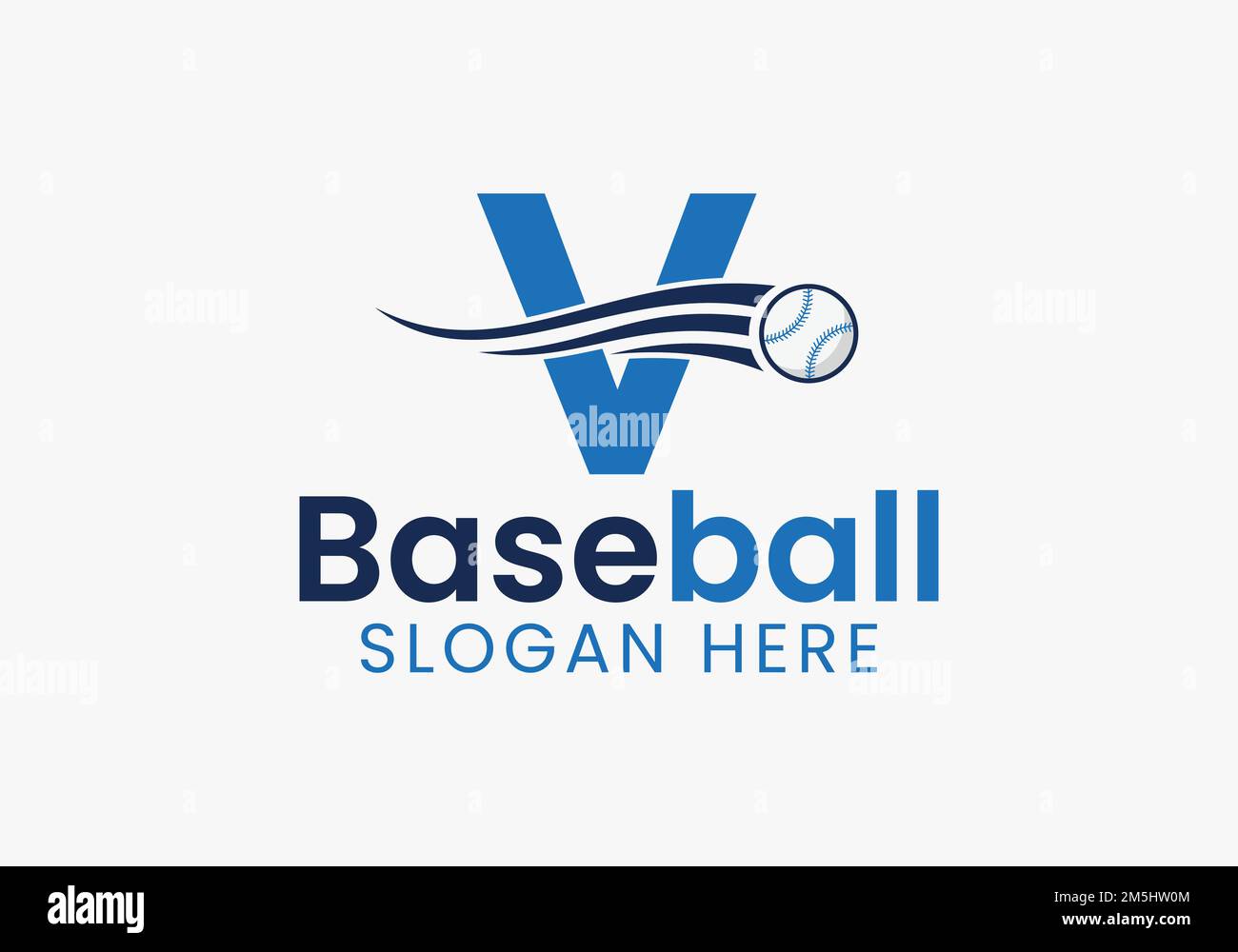Letter V Baseball Logo Concept With Moving Baseball Icon Template Stock ...