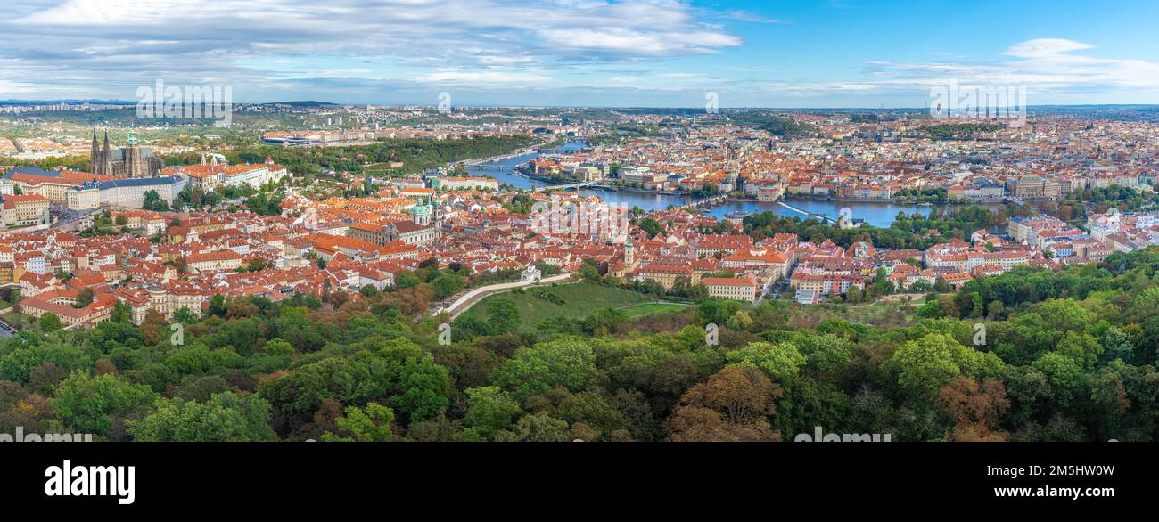 Panoramic aerial view of Prague with all main landmarks - Prague, Czech ...