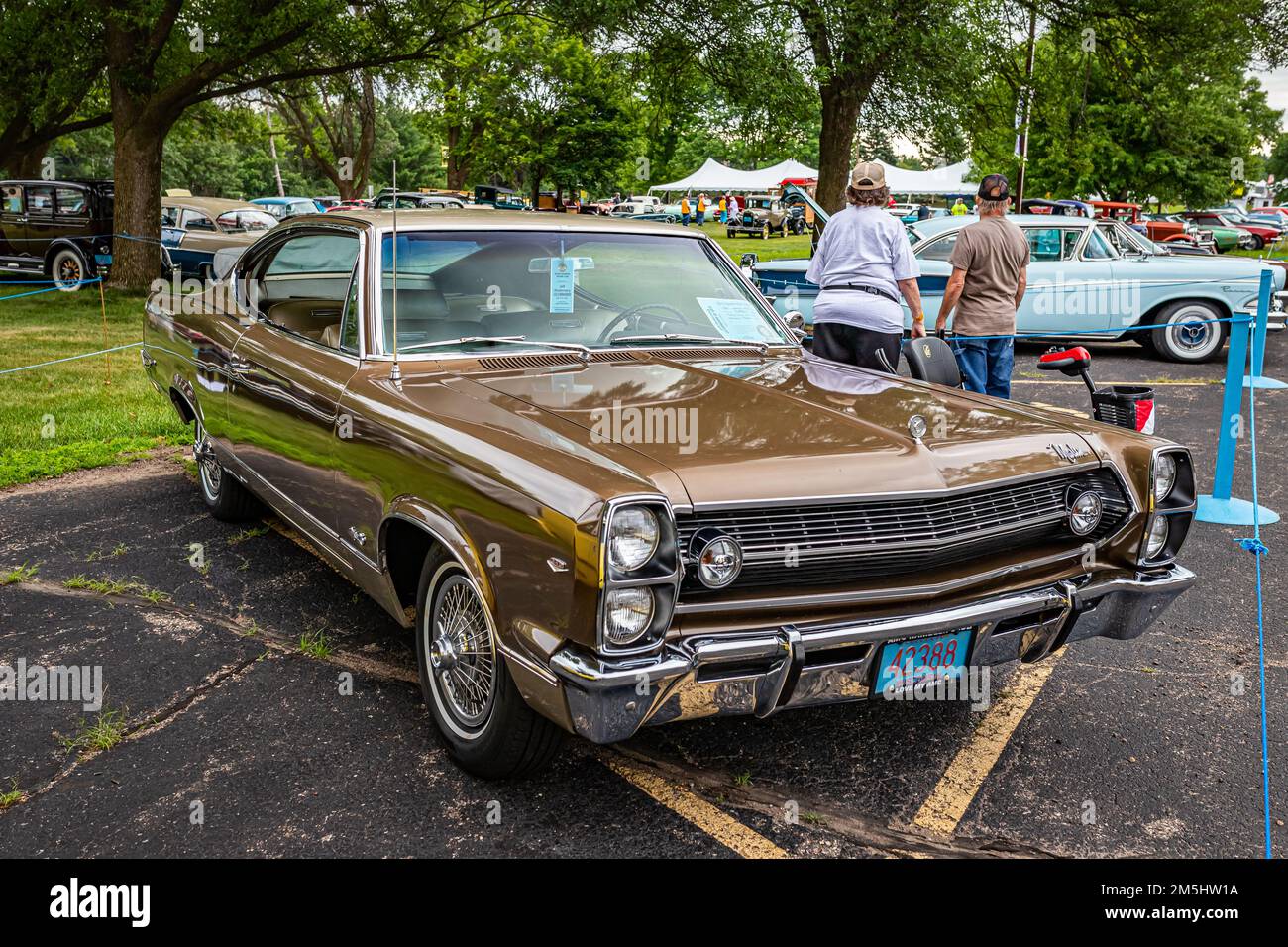 Iola, WI - July 07, 2022: High perspective front corner view of a 1967 ...