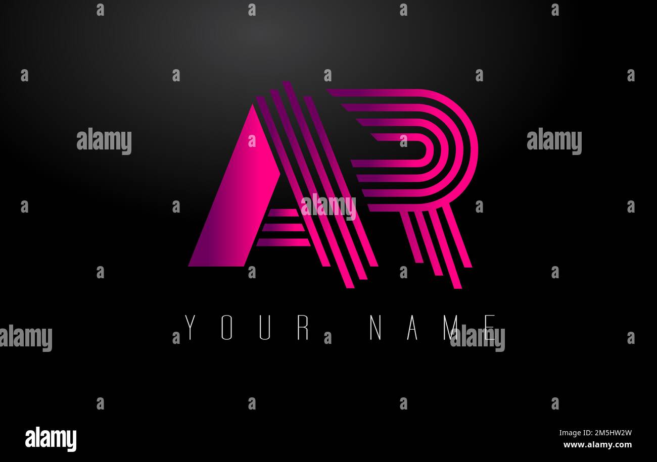AR Magenta Lines Letter Logo. Creative Line Letters Design Vector ...