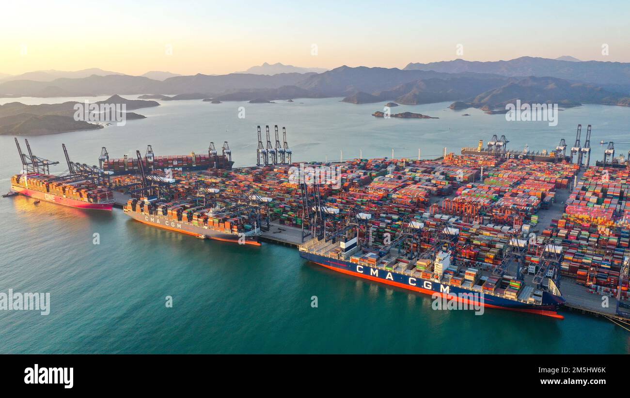 Aerial photo shows the busy Yantian International Port Terminal in ...