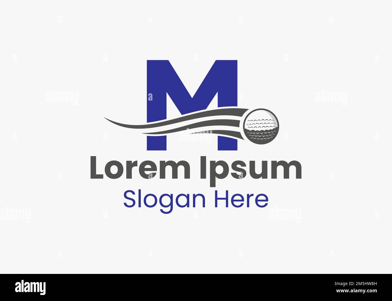 Letter M Golf Logo Concept With Moving Golf Ball Icon. Hockey Sports ...
