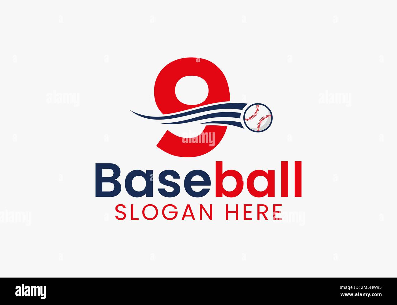 Letter 9 Baseball Logo Concept With Moving Baseball Icon Template Stock ...