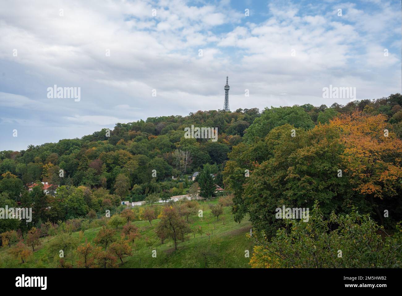 Petrin Hill and Petrin Tower - Prague, Czech Republic Stock Photo - Alamy