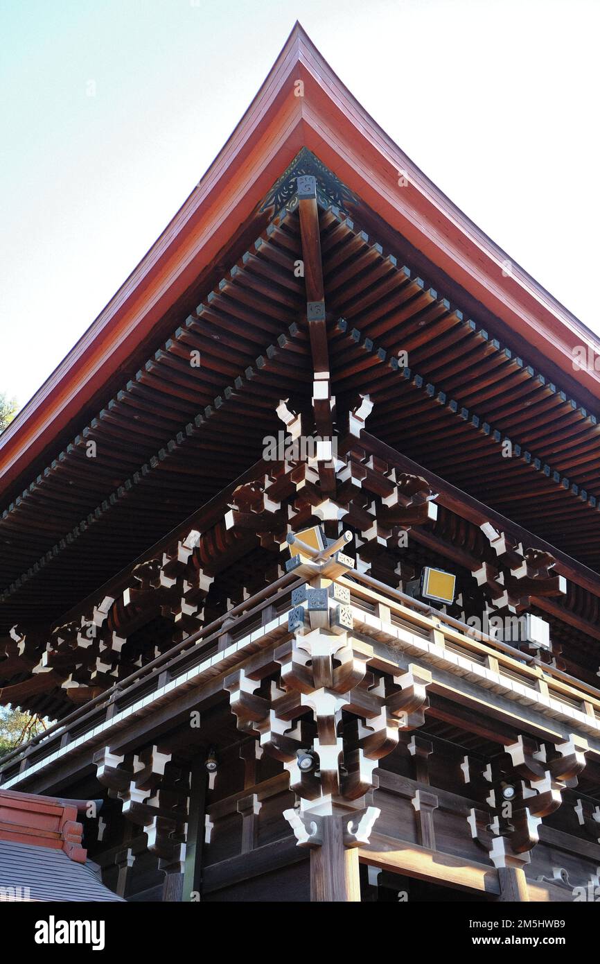 A vertical shot of a typical traditional Japanese temple in Kyoto ...