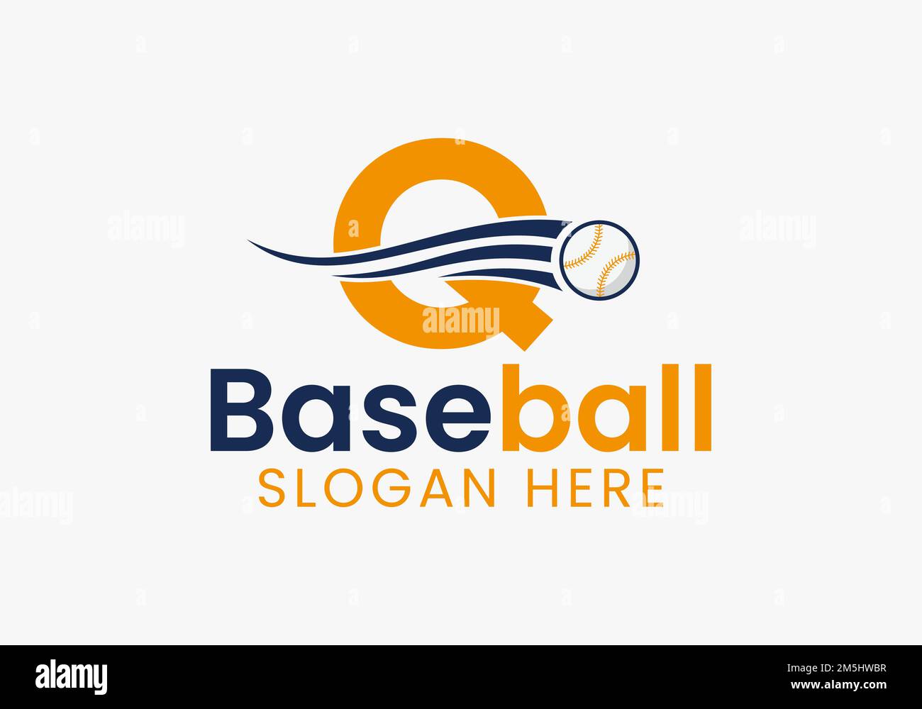 Letter Q Baseball Logo Concept With Moving Baseball Icon Template Stock ...