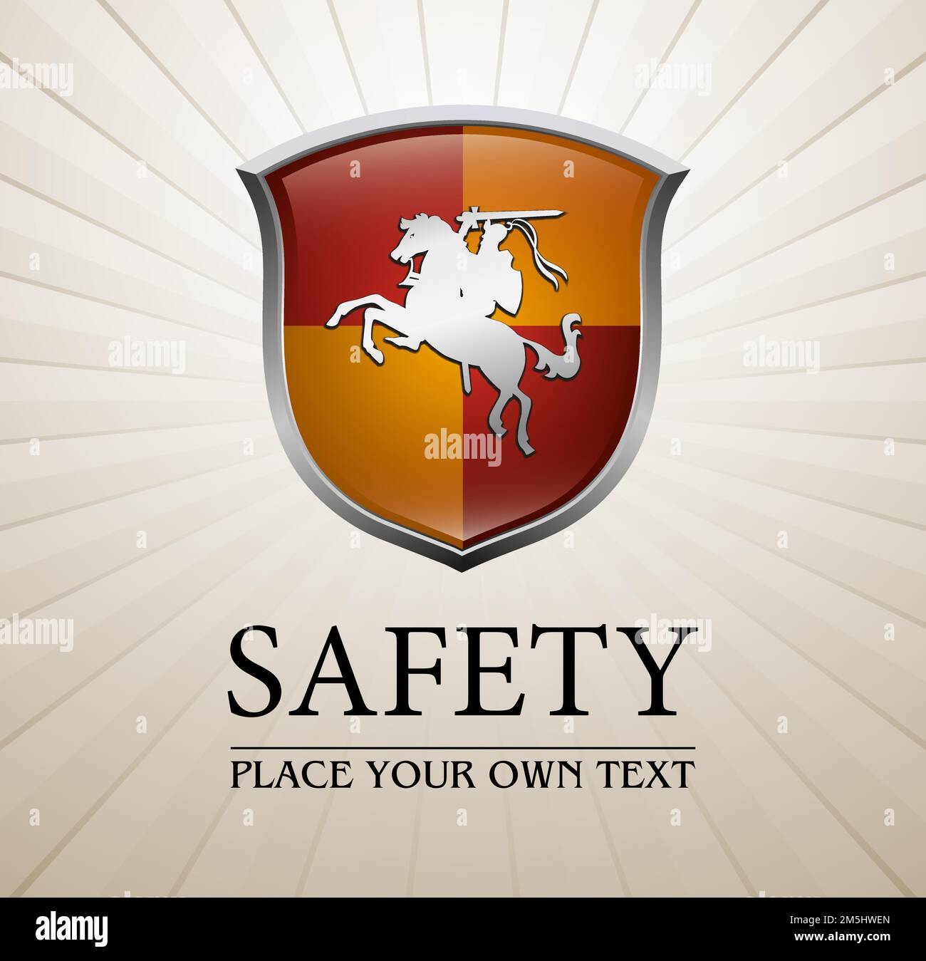 Red and yellow protection shield isolated on white background Stock ...