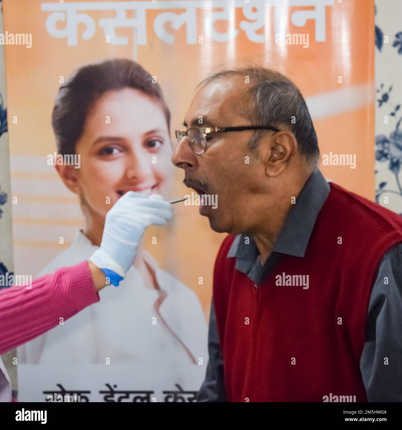 Delhi, India - November 19, 2022 - Close up of female dentist doing ...