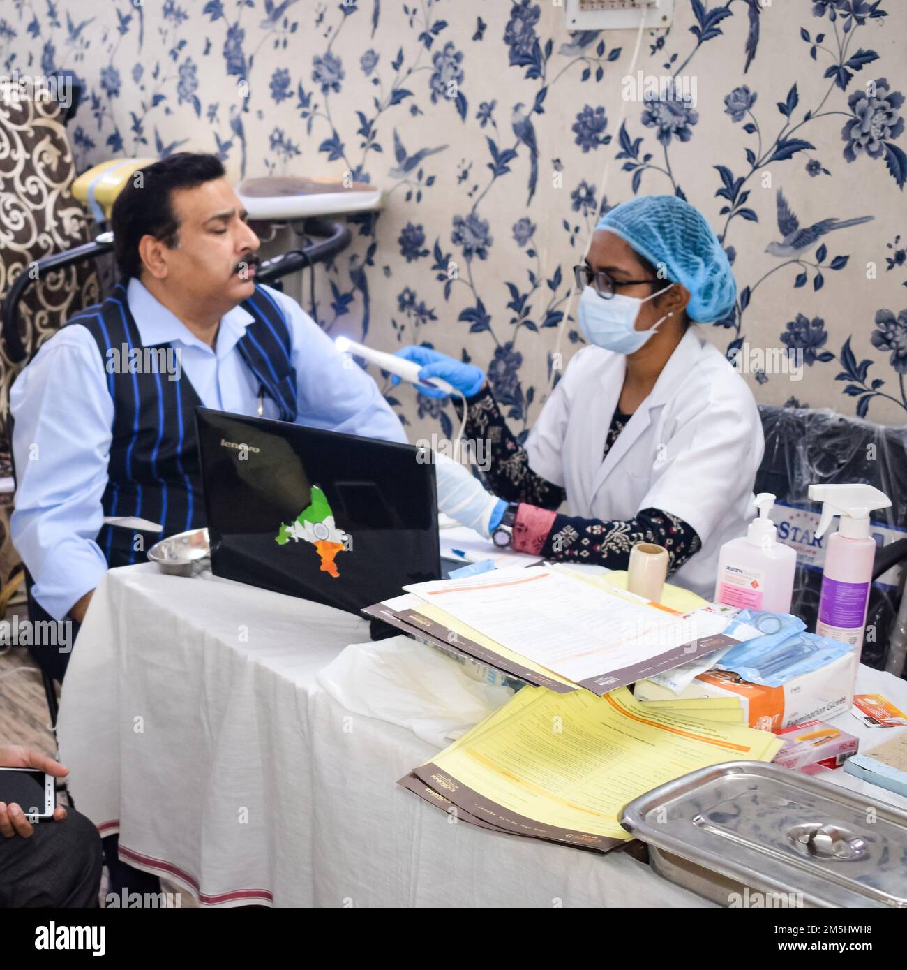 Delhi, India - November 19, 2022 - Close up of female dentist doing ...