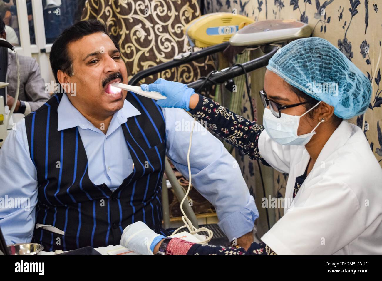 Delhi, India - November 19, 2022 - Close up of female dentist doing ...