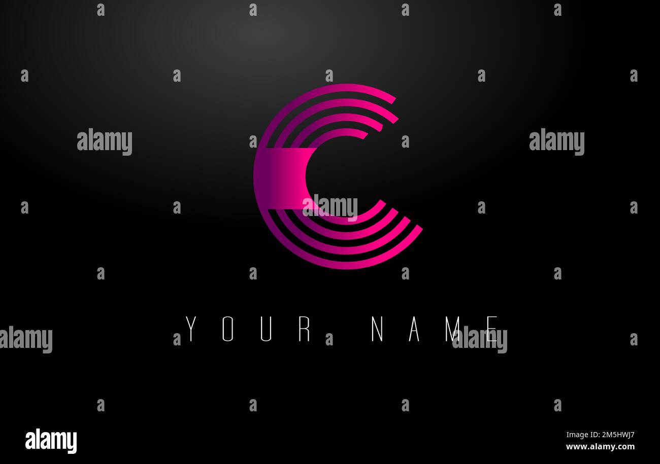 C Magenta Lines Letter Logo. Creative Line Letters Design Vector ...