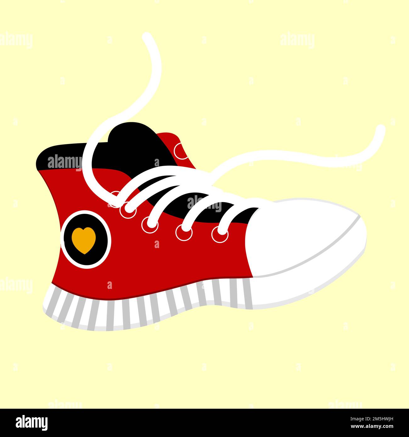 Shoes in the style of the 90s. Sneakers Red sneakers. Vector isolated ...