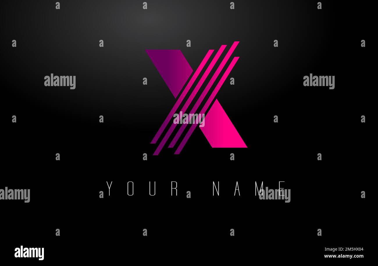 X Magenta Lines Letter Logo. Creative Line Letters Design Vector ...