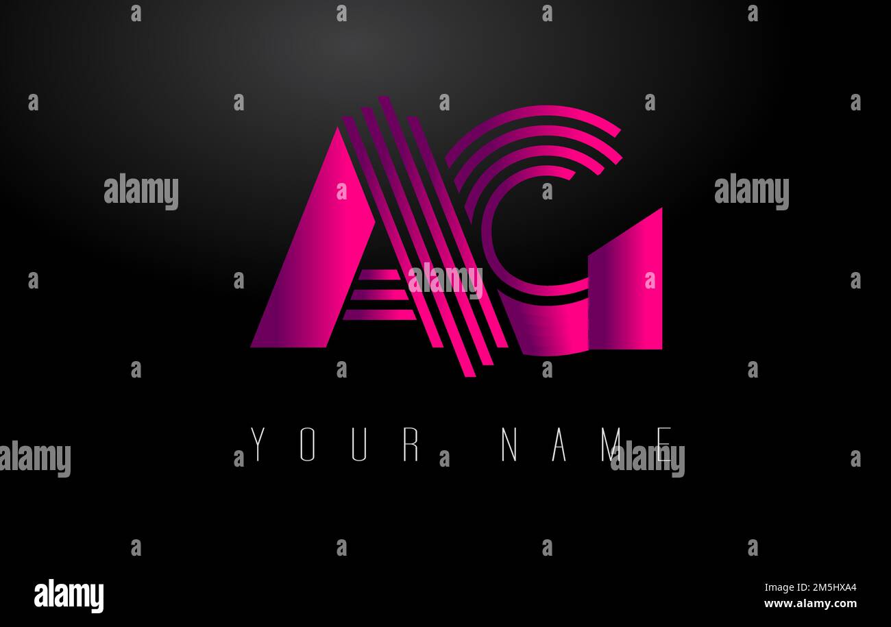 AG Magenta Lines Letter Logo. Creative Line Letters Design Vector ...