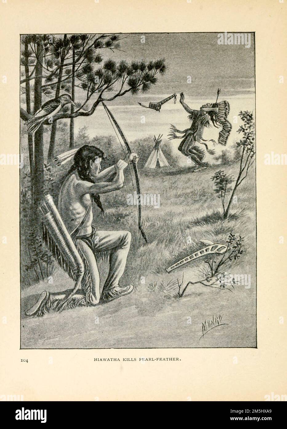 Hiawatha Kills Pearl-Feather illustrated by Ella Booher, From the book ...