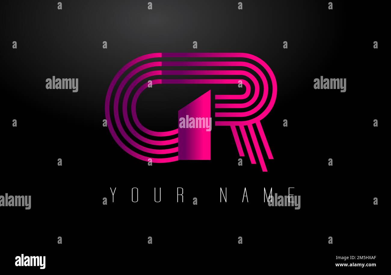 GR Magenta Lines Letter Logo. Creative Line Letters Design Vector ...