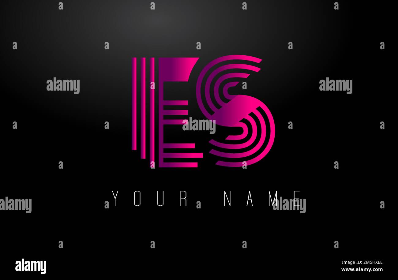 ES Magenta Lines Letter Logo. Creative Line Letters Design Vector ...