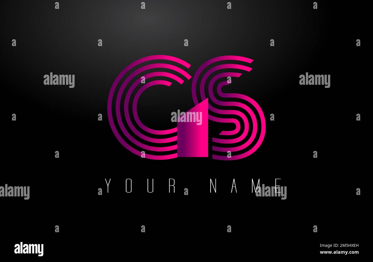 GS Magenta Lines Letter Logo. Creative Line Letters Design Vector ...