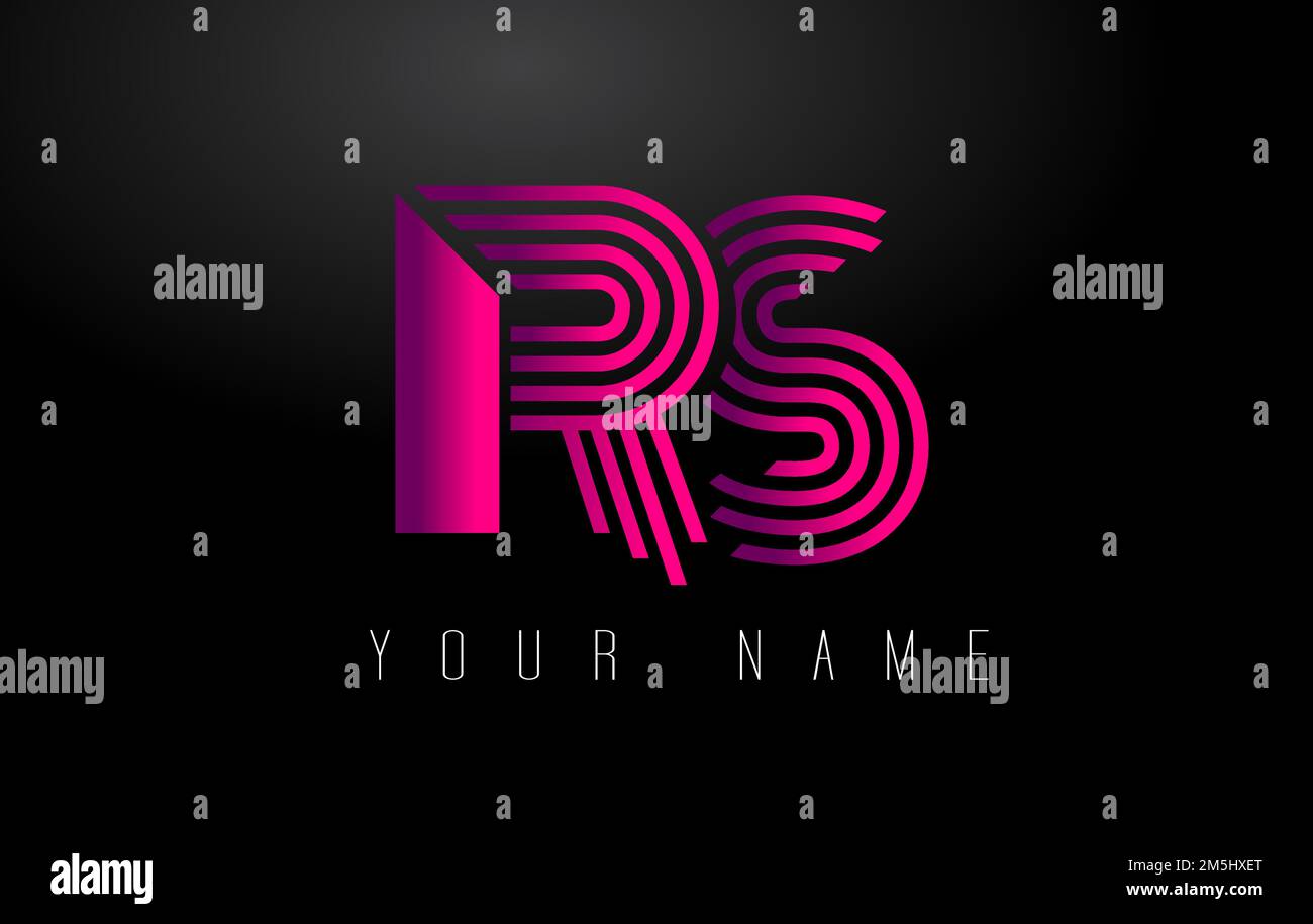 RS Magenta Lines Letter Logo. Creative Line Letters Design Vector ...