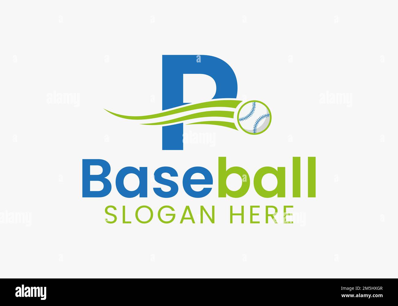 Letter P Baseball Logo Concept With Moving Baseball Icon Template Stock ...