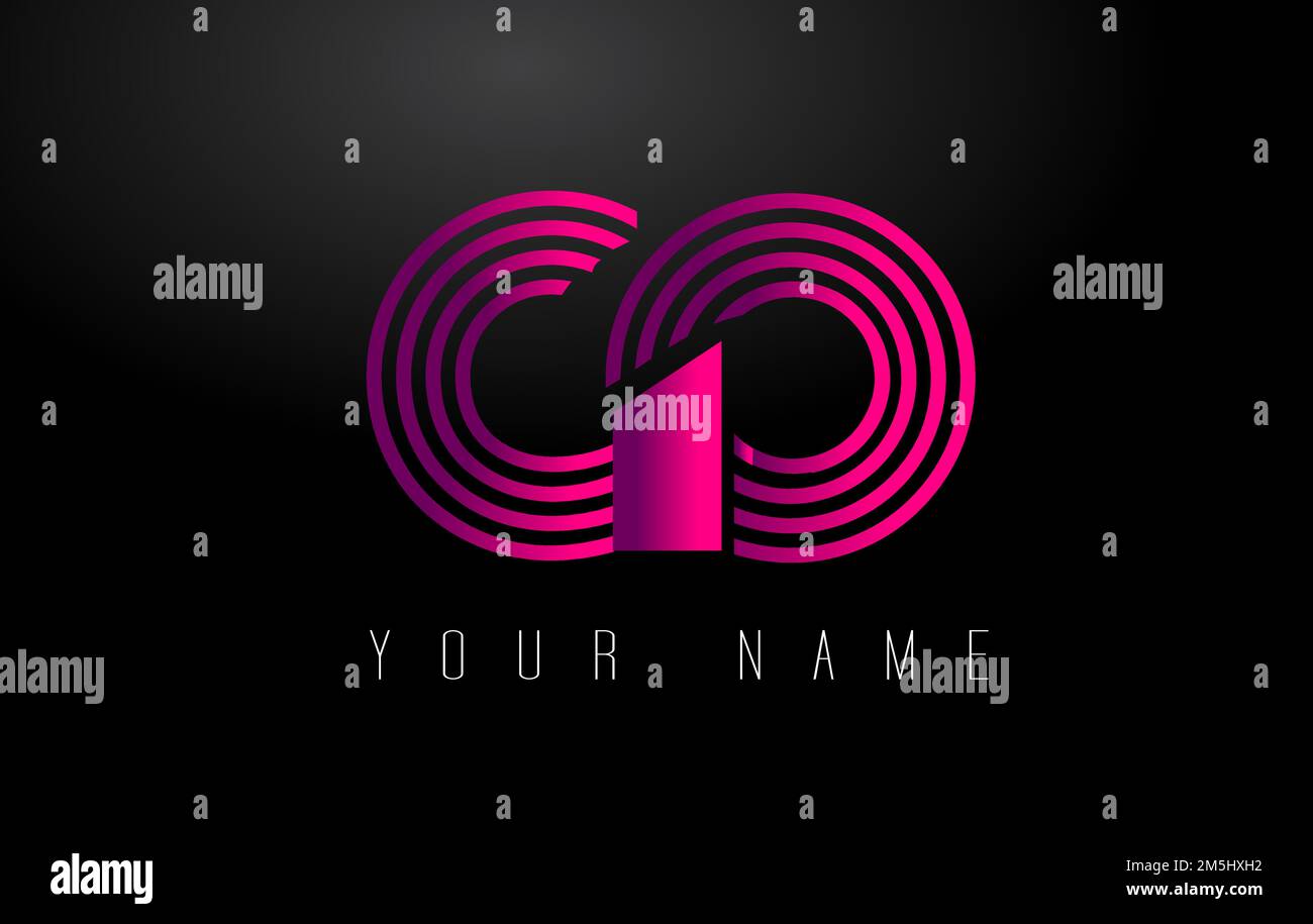 GO Magenta Lines Letter Logo. Creative Line Letters Design Vector ...