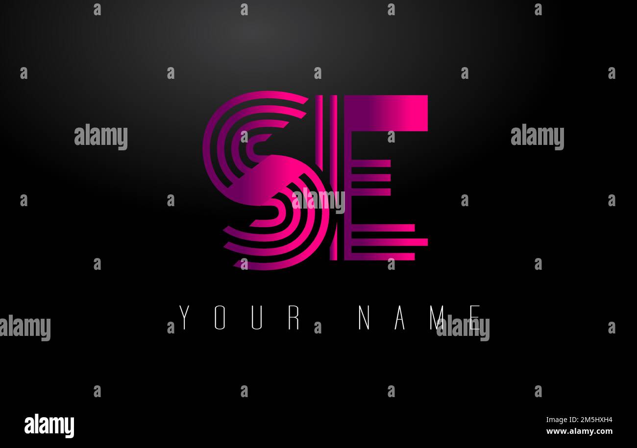 SE Magenta Lines Letter Logo. Creative Line Letters Design Vector ...