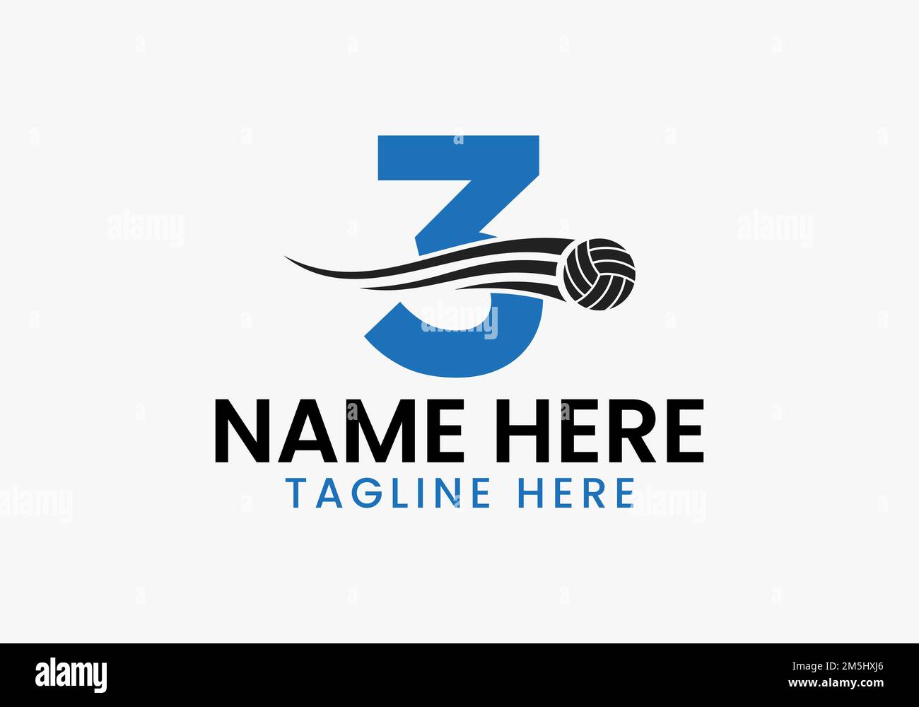 Letter 3 Volleyball Logo Concept With Moving Volley Ball Icon ...