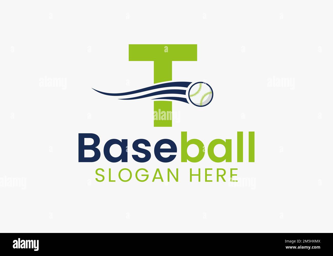 Letter T Baseball Logo Concept With Moving Baseball Icon Template Stock ...