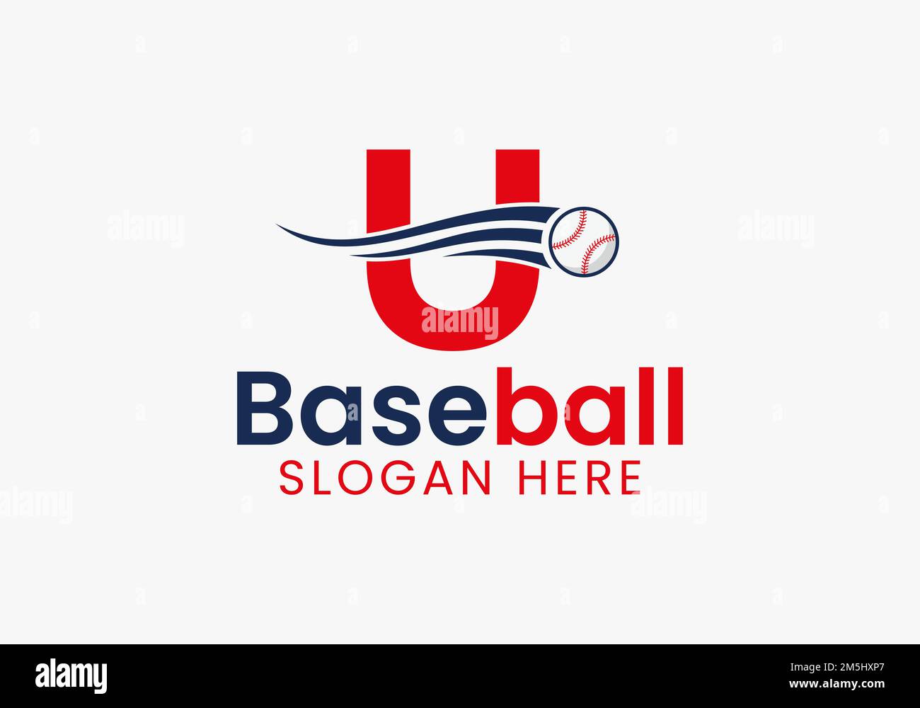 Letter U Baseball Logo Concept With Moving Baseball Icon Template Stock ...