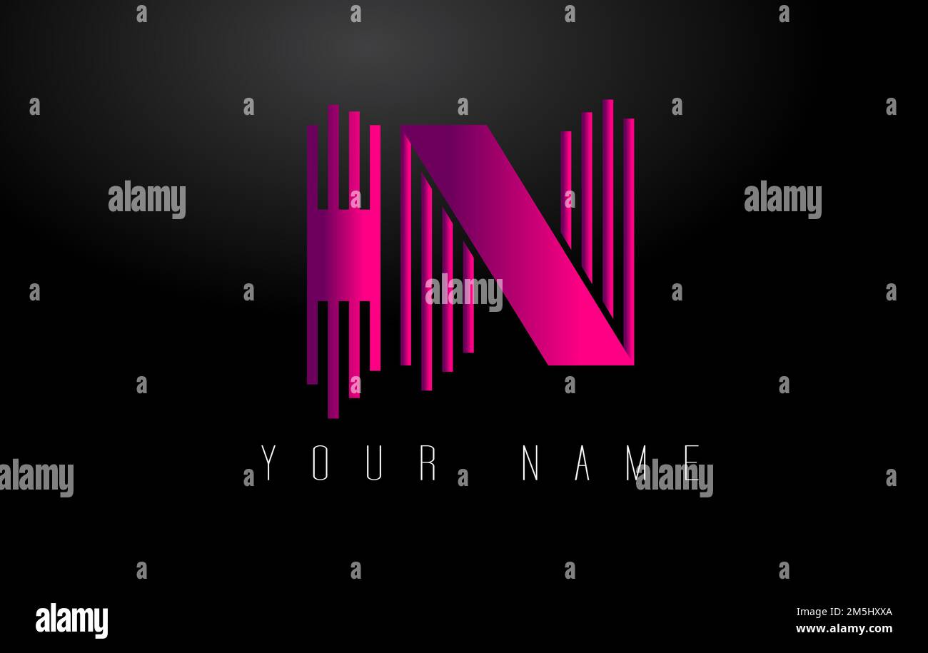 IN Magenta Lines Letter Logo. Creative Line Letters Design Vector ...