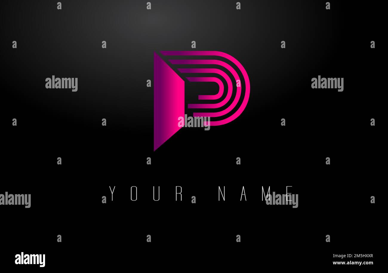 P Magenta Lines Letter Logo. Creative Line Letters Design Vector ...