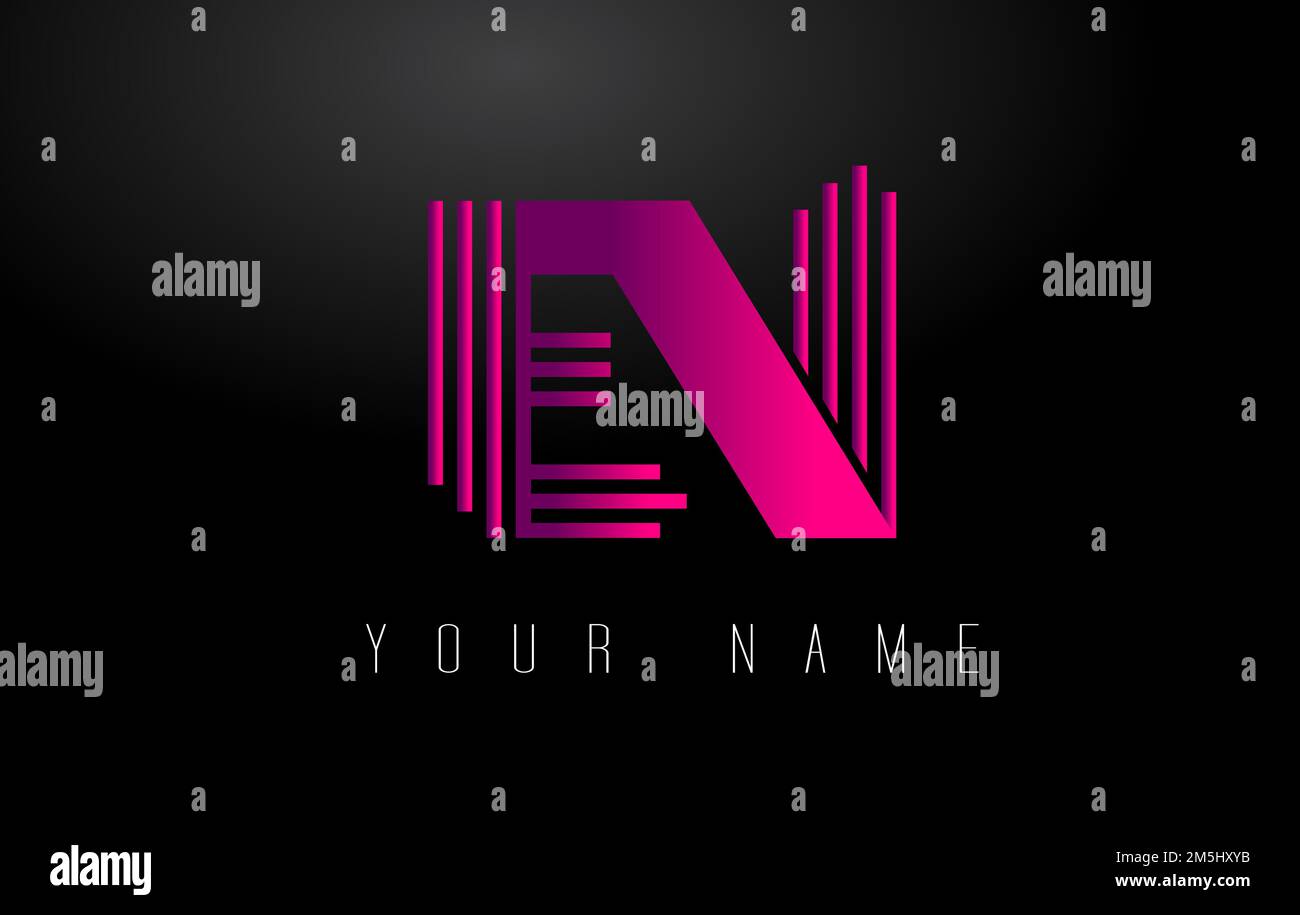 EN Magenta Lines Letter Logo. Creative Line Letters Design Vector ...