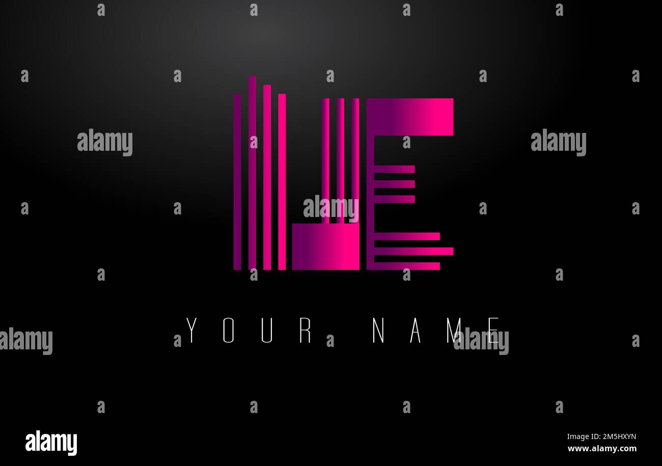LE Magenta Lines Letter Logo. Creative Line Letters Design Vector ...
