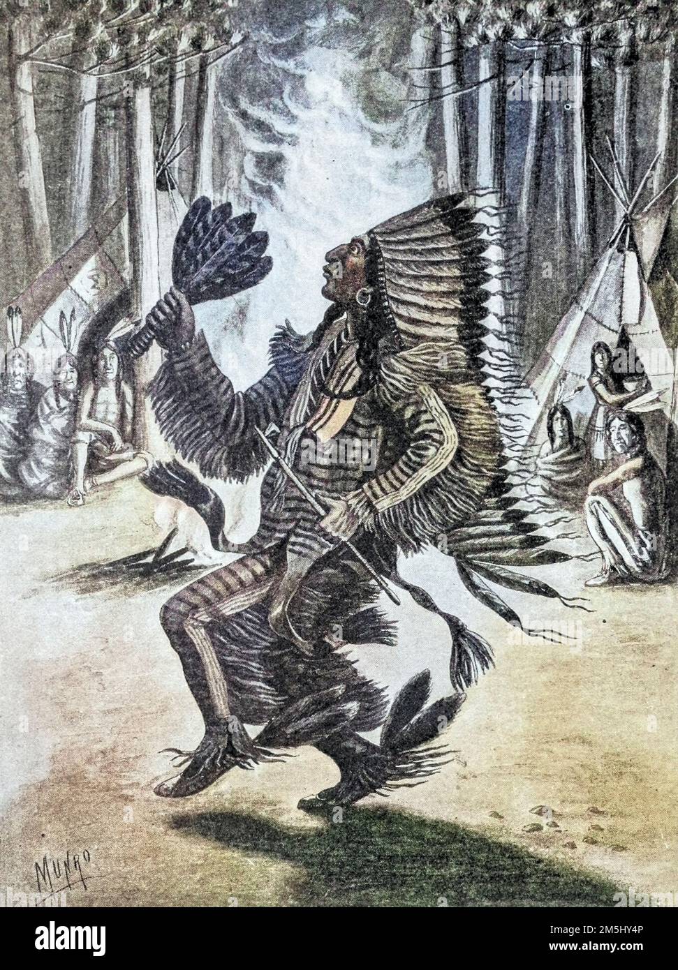 Pau-Puk-Keewis Dancing illustrated by Ella Booher, From the book ...