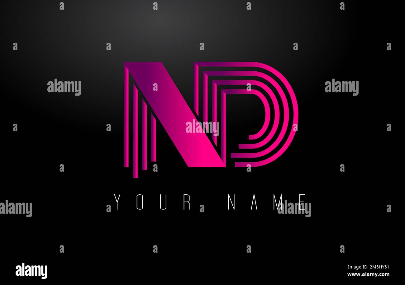 ND Magenta Lines Letter Logo. Creative Line Letters Design Vector ...