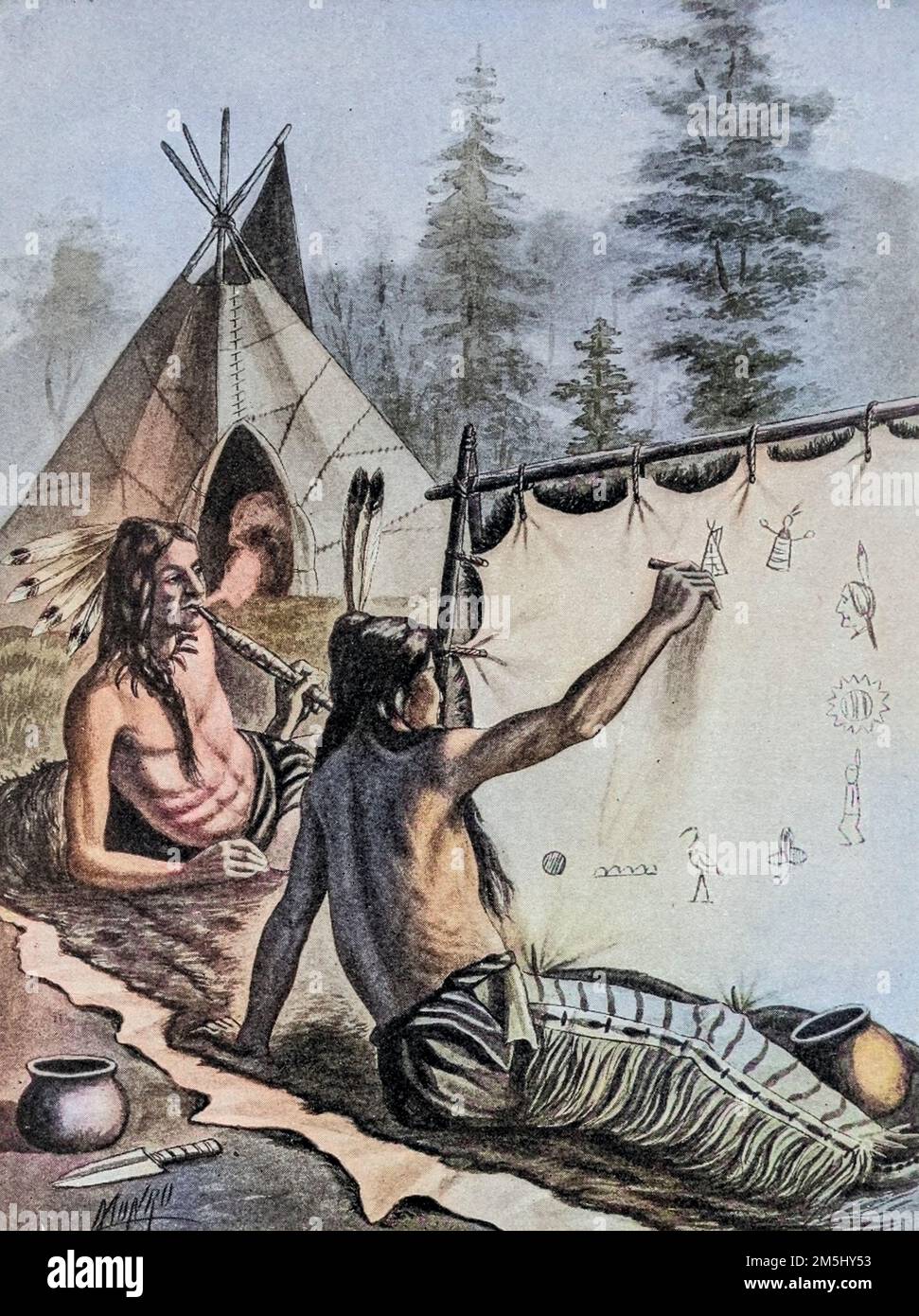 Thus it was that Hiawatha, in his Wisdom, Taught the People illustrated ...